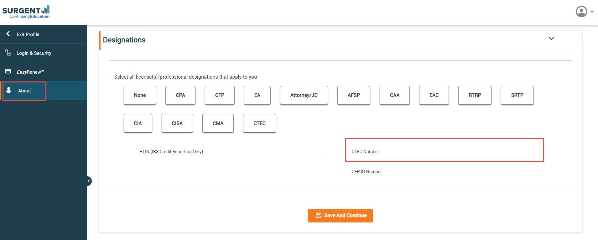 How to add/update my CTEC Number? – Surgent CPE